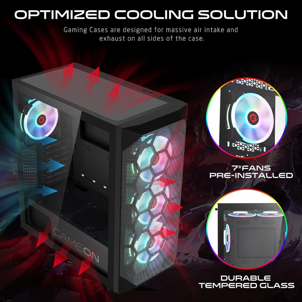 GAMEON Emperor Midnight I Series Mid Tower Gaming Case - Black