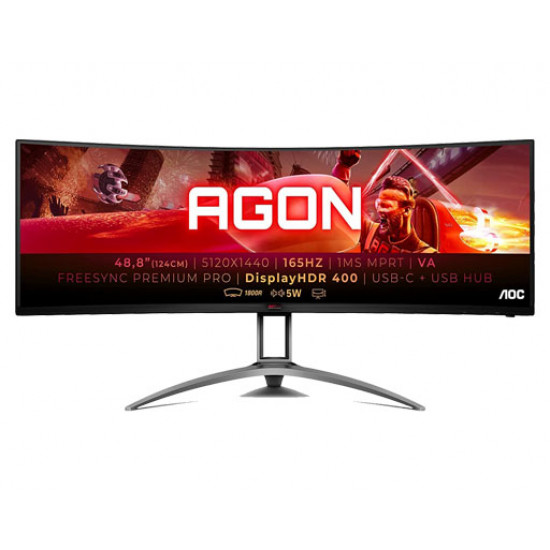 AOC AGON AG493UCX2 49 Inch Curved Gaming Monitor, 165Hz VA, 4ms